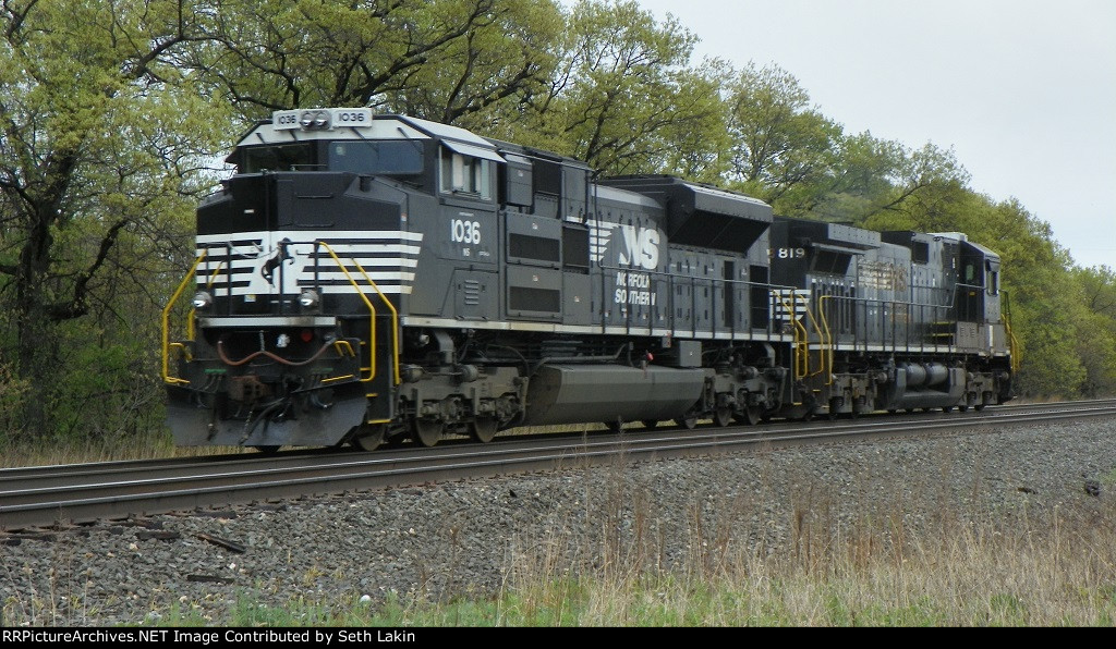 NS 1036 and 8819 return to Burns Harbor after dropping train #868 in Miller Siding
